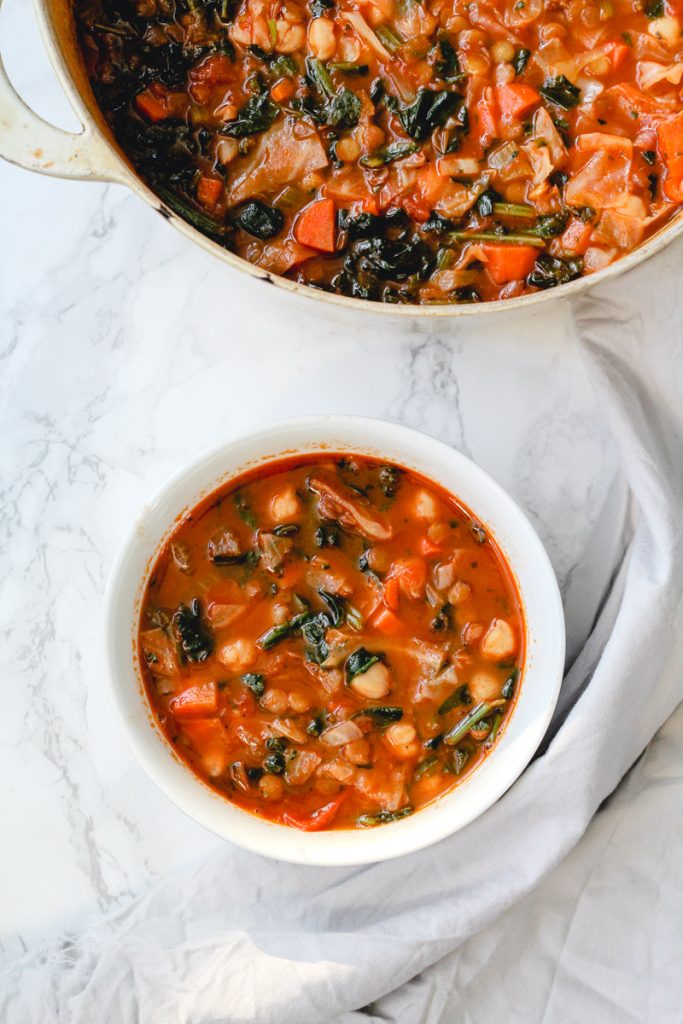 Cabbage, Lentil and Chickpea Stew - Savoring Italy