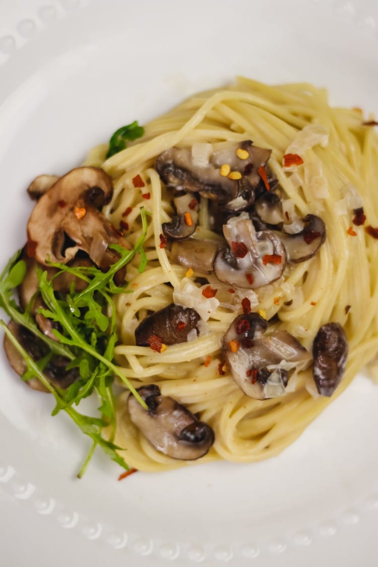 Vegan Mushroom Coconut Pasta - Savoring Italy