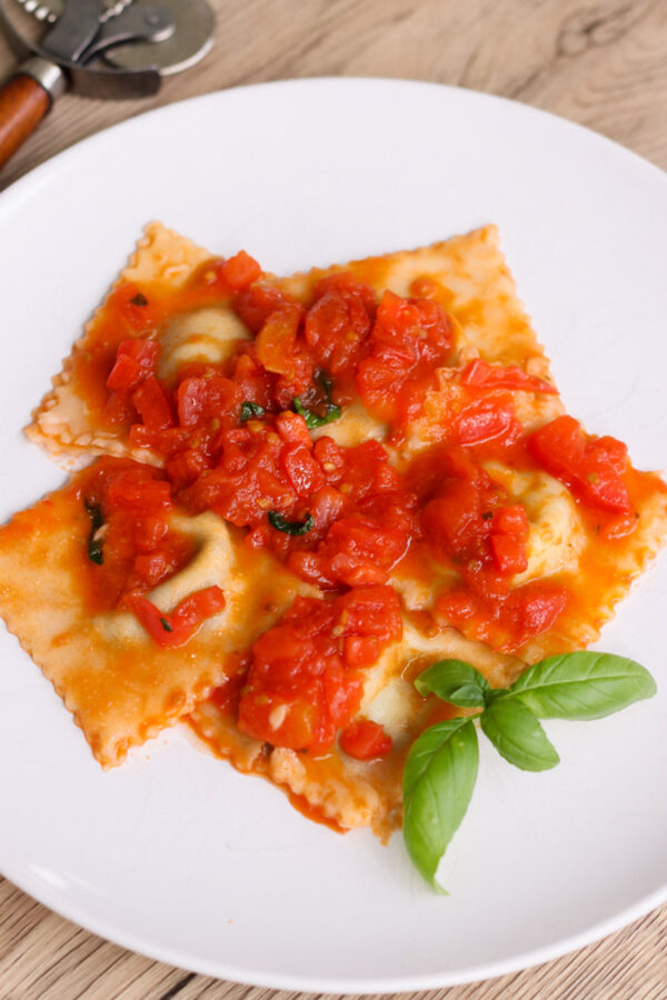 Easy Ravioli with Tomato Sauce Recipe - Savoring Italy