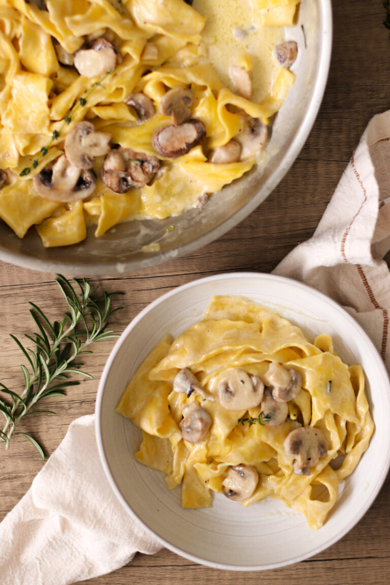 Creamy Mushroom Pappardelle (Pappardelle con Funghi) - Savoring Italy